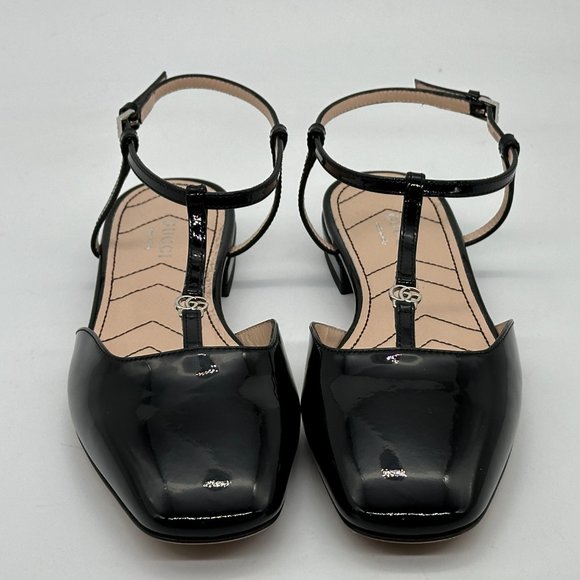 Gucci | Shoes | Gucci Marmont Double G Patent Leather T Strap Ballerina ...